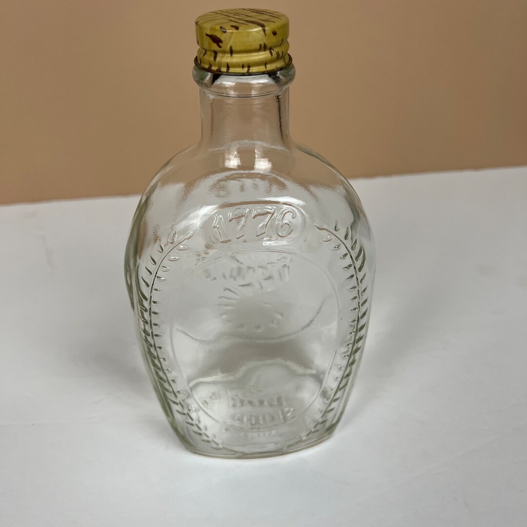 Vintage Log Cabin Syrup 1976 Bicentennial Clear Glass Bottle With Metal ...