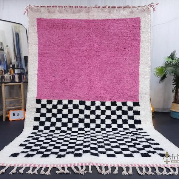 Pink and Black Rug - Etsy