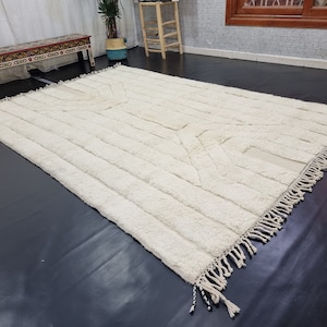 STUNNING WOOL RUG, Moroccan Handmade Wool Rug, Geometric White Rug for ...