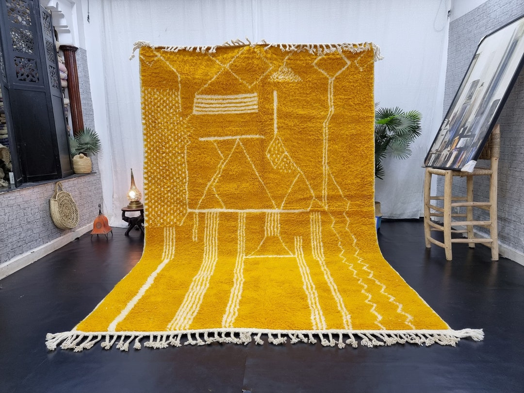 SPECTACULAR WOOL RUG for Your Living Room, Moroccan Mustard Rug ...