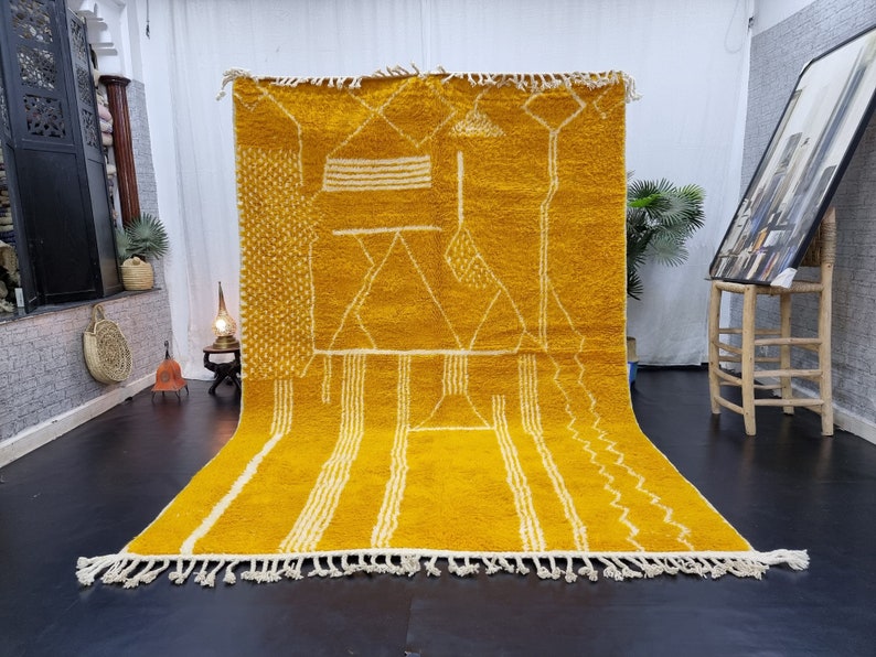 SPECTACULAR WOOL RUG for Your Living Room, Moroccan Mustard Rug ...