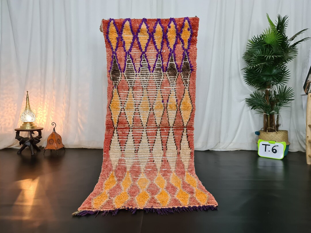 Vintage Orange Rug , Moroccan Home Handmade Rug, Berber Tribal Carpet ...