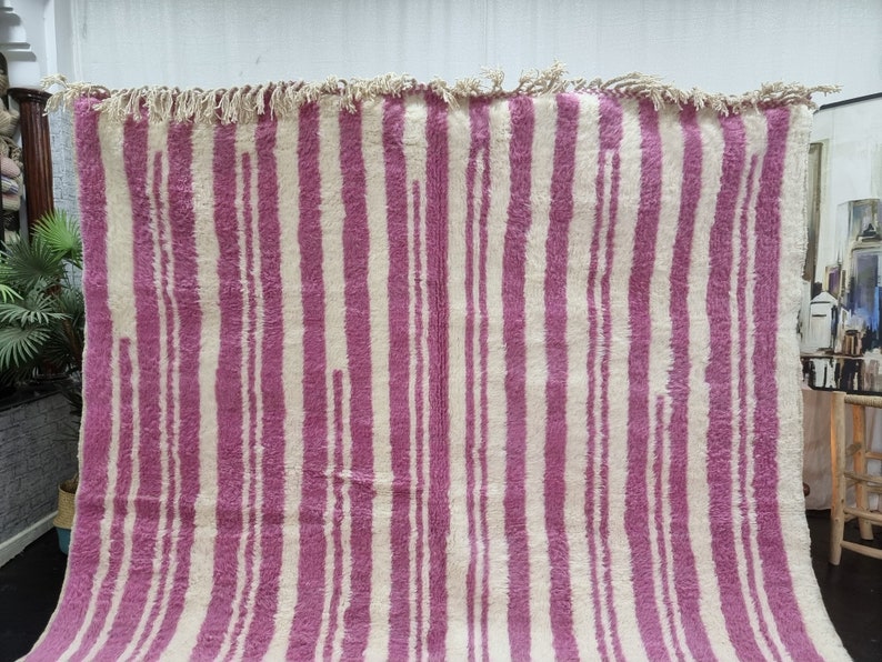 STUNNING PINK RUG Handmade Striped Wool Rug for Your Living - Etsy