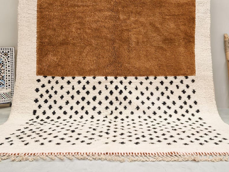 HANDMADE MOROCCAN RUG, Brown Shag Rug, Dotted Beni Ourain Carpet ...
