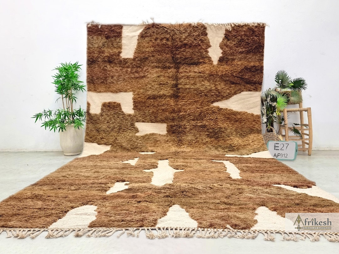 BENI OURAIN RUG, Moroccan Shag Rug, Custom Made Wool Rug, Tufted Brown ...