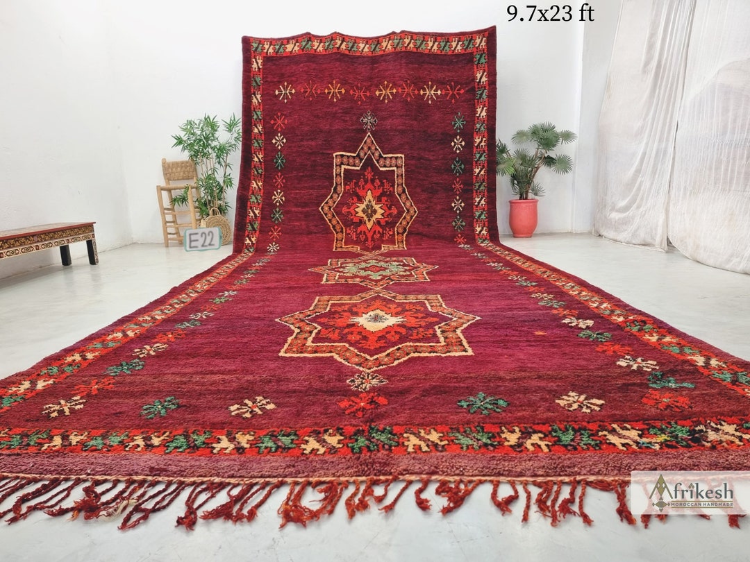 EXTRA LARGE Moroccan RUG 9x23, Bohemian Wool Beni Ourain Rug, Handmade ...