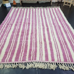 STUNNING PINK RUG, Handmade Striped Wool Rug for Your Living Room ...