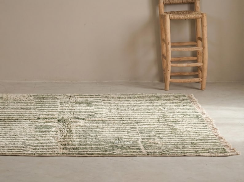 COZY GREEN RUG, Custom Moroccan Rug, Beni Ourain Wool Rug, Berber Area ...