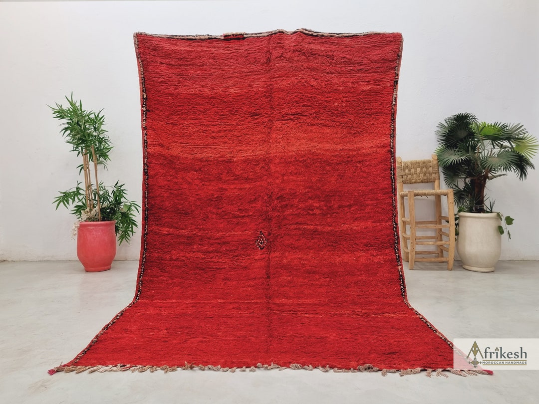 VINTAGE BERBER Floor RUG, Bordered Moroccan Rug 6x9, Old Authentic ...