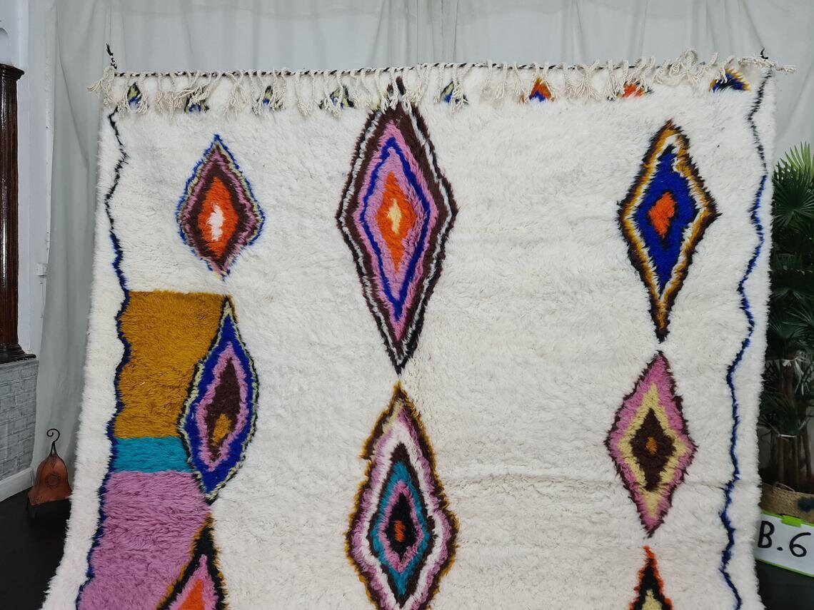 MOROCCAN AZILAL RUG Moroccan Handmade Rug White Wool Rug - Etsy