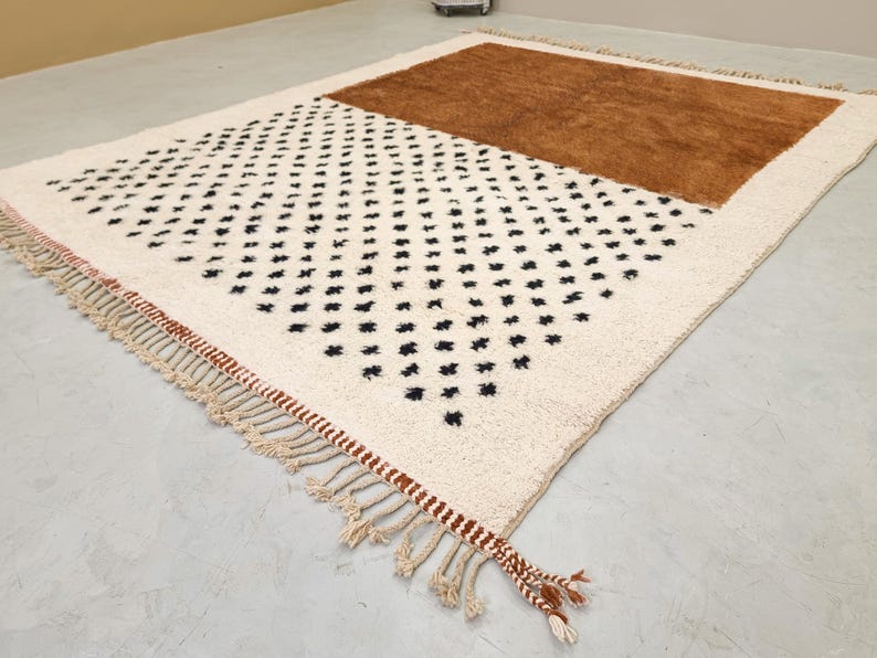HANDMADE MOROCCAN RUG, Brown Shag Rug, Dotted Beni Ourain Carpet ...