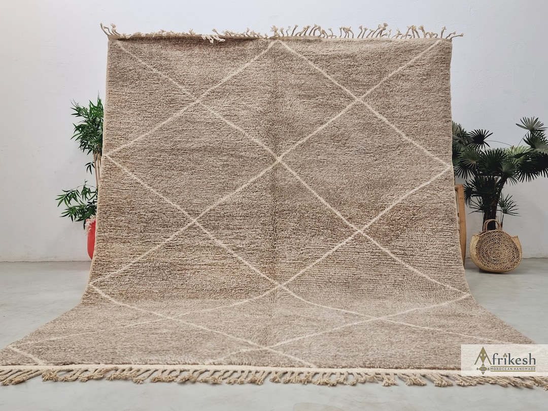 TAUPE MOROCCAN RUG, Handmade Made to Order Rug, White Diamonds Berber ...