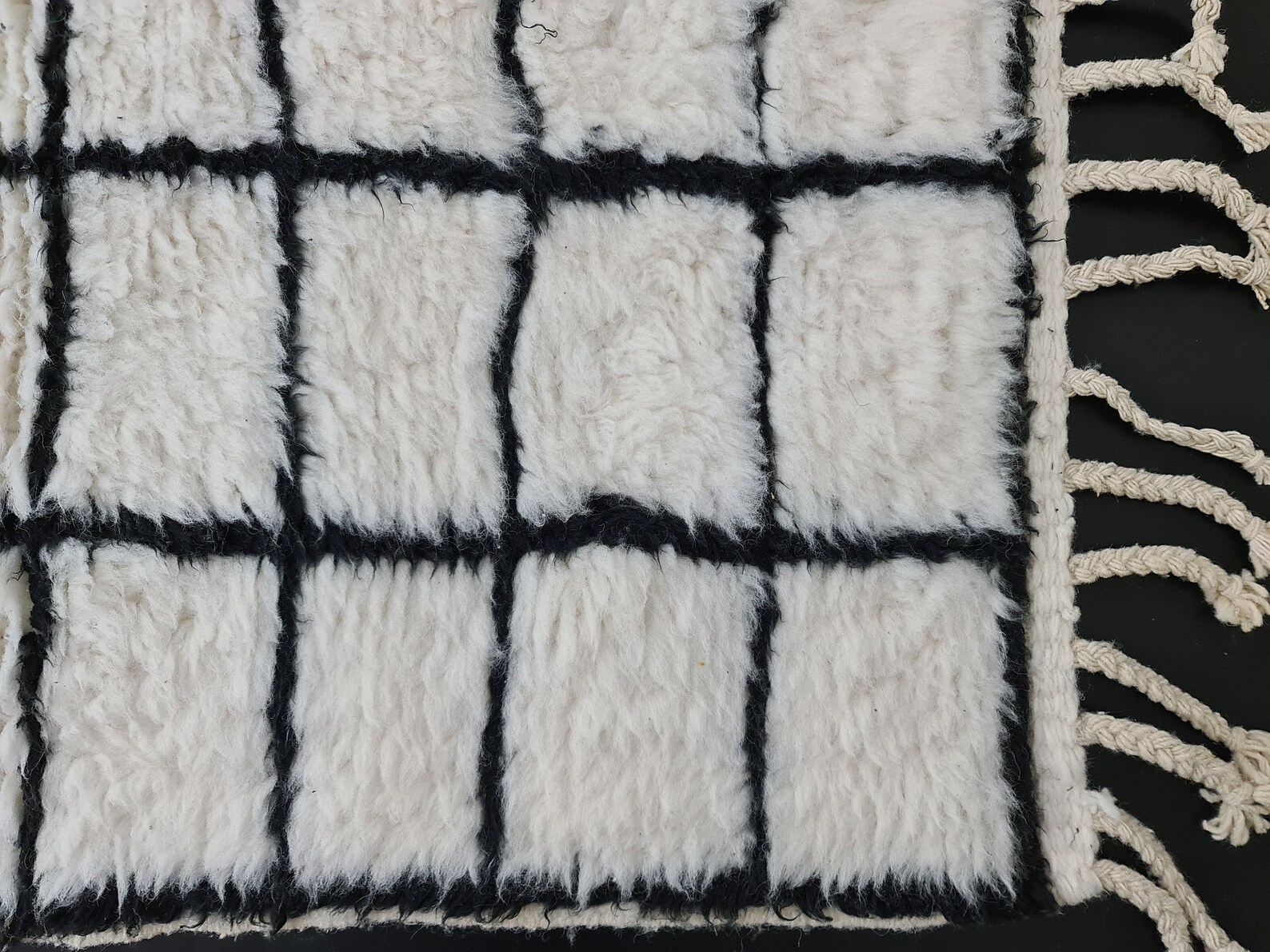 GRID MOROCCAN RUG Beniourain Handmade Grid Rug White Wool | Etsy