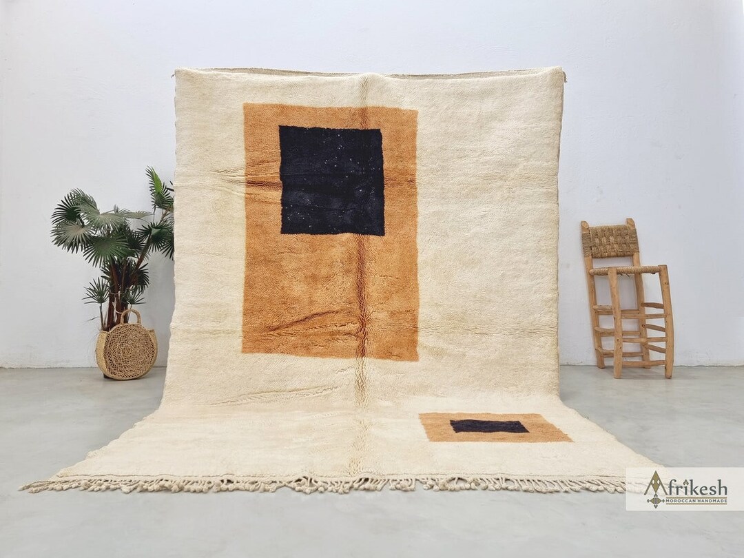 CHARMING MRIRT RUG, Shag Beni Mrirt Rug, White & Brown Moroccan Rug ...