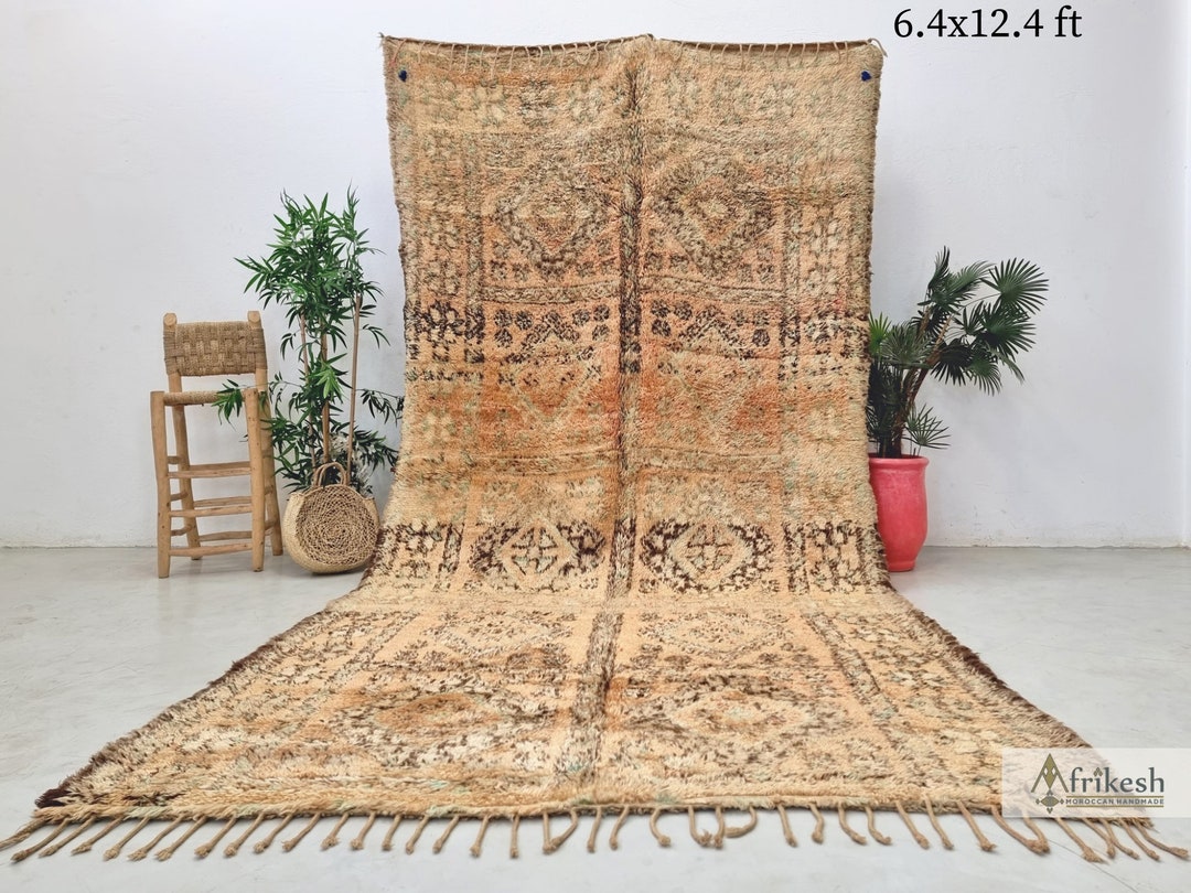 LARGE WOOL RUG 6x12, Moroccan Design Area Rug, Hand Knotted Berber ...