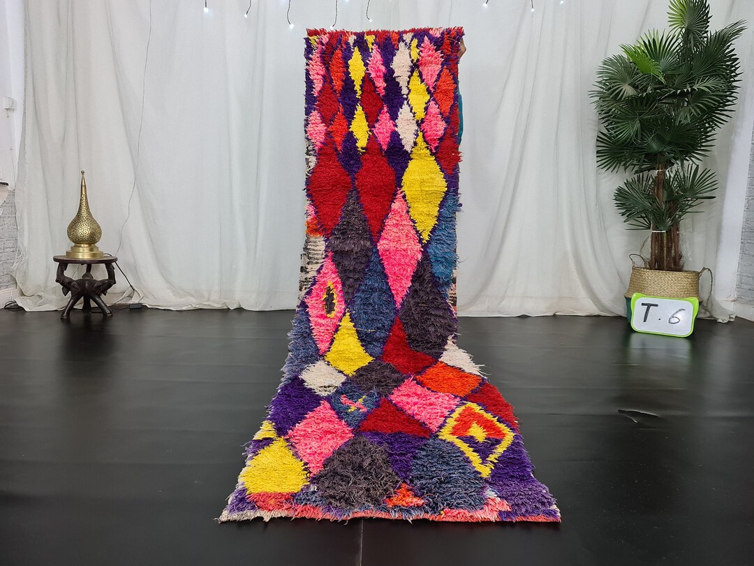 VINTAGE WOOL RUG, Moroccan Runner Rug, Tribal Wool Rug, Sheep Wool Rug ...