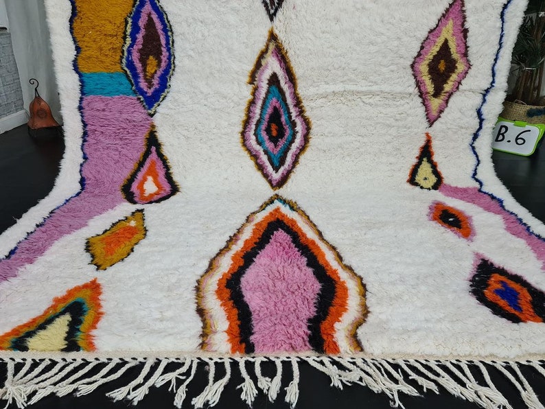 MOROCCAN AZILAL RUG Moroccan Handmade Rug White Wool Rug - Etsy