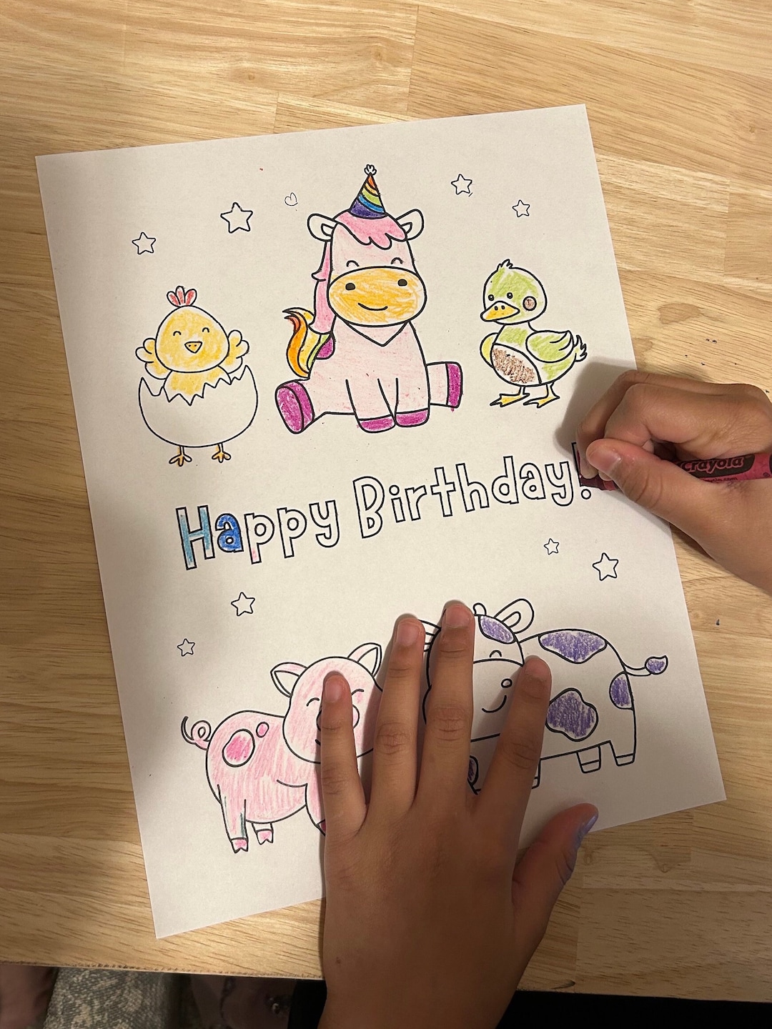 Cute Birthday Farm Animal Coloring Page, Farm Birthday, Coloring Page ...