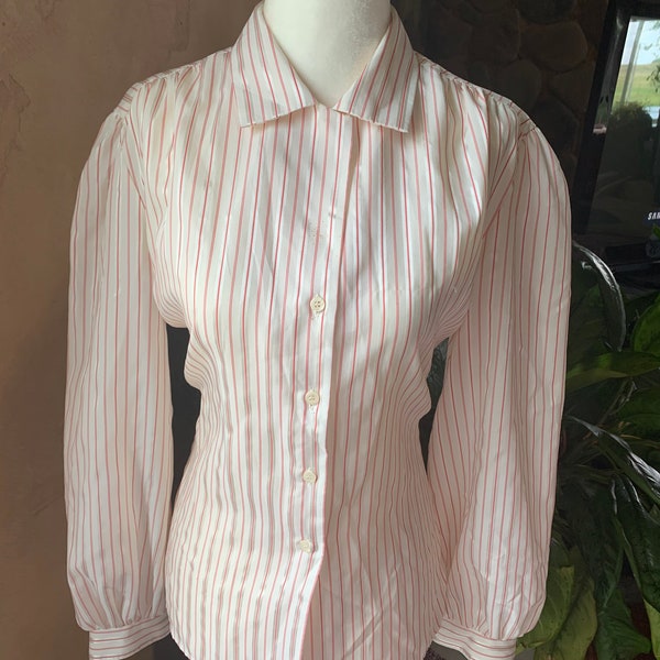 Red and White Striped Button up Shirt - Etsy