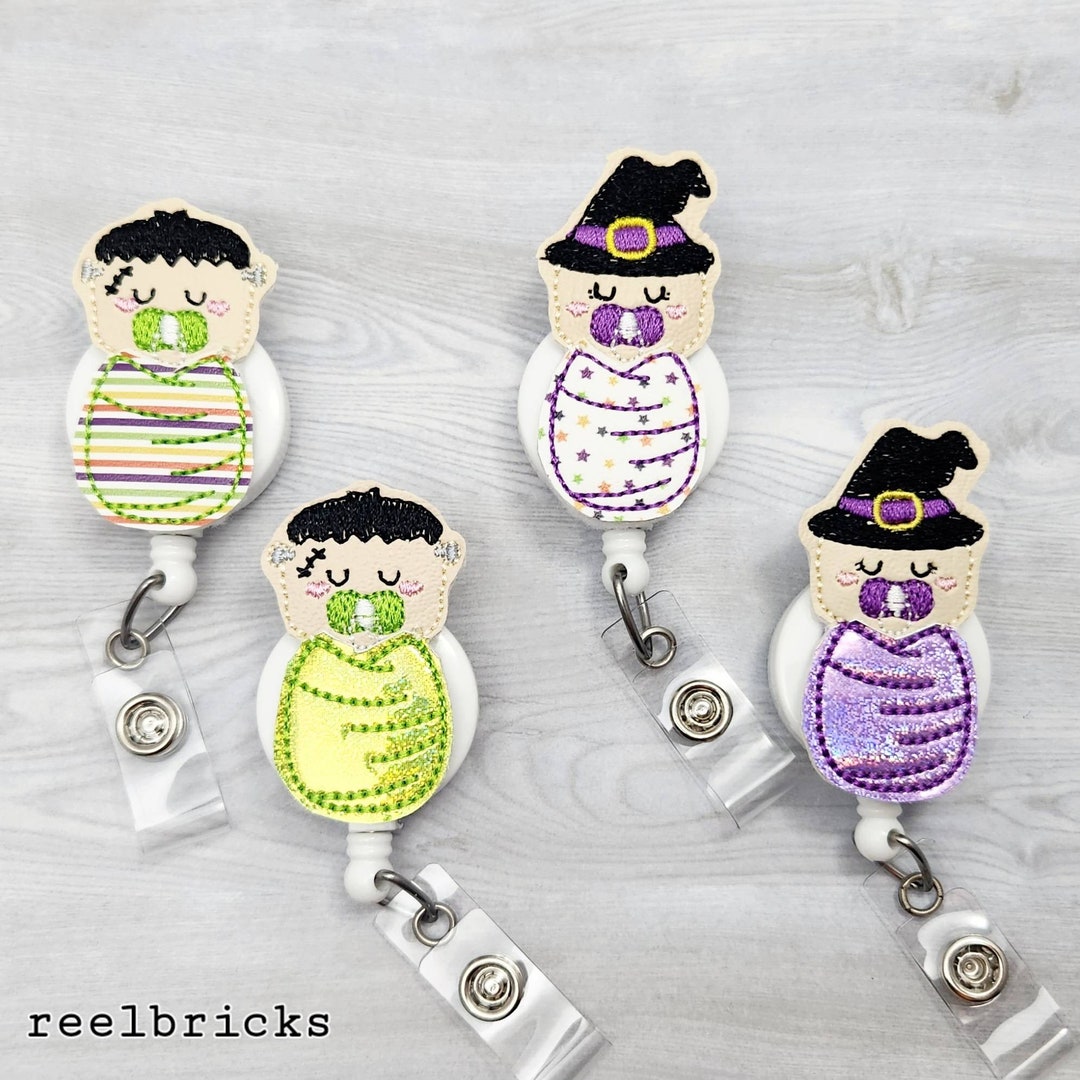 Halloween Sleeping Baby - Nurse Badge Reel - INTERCHANGEABLE Labor and ...