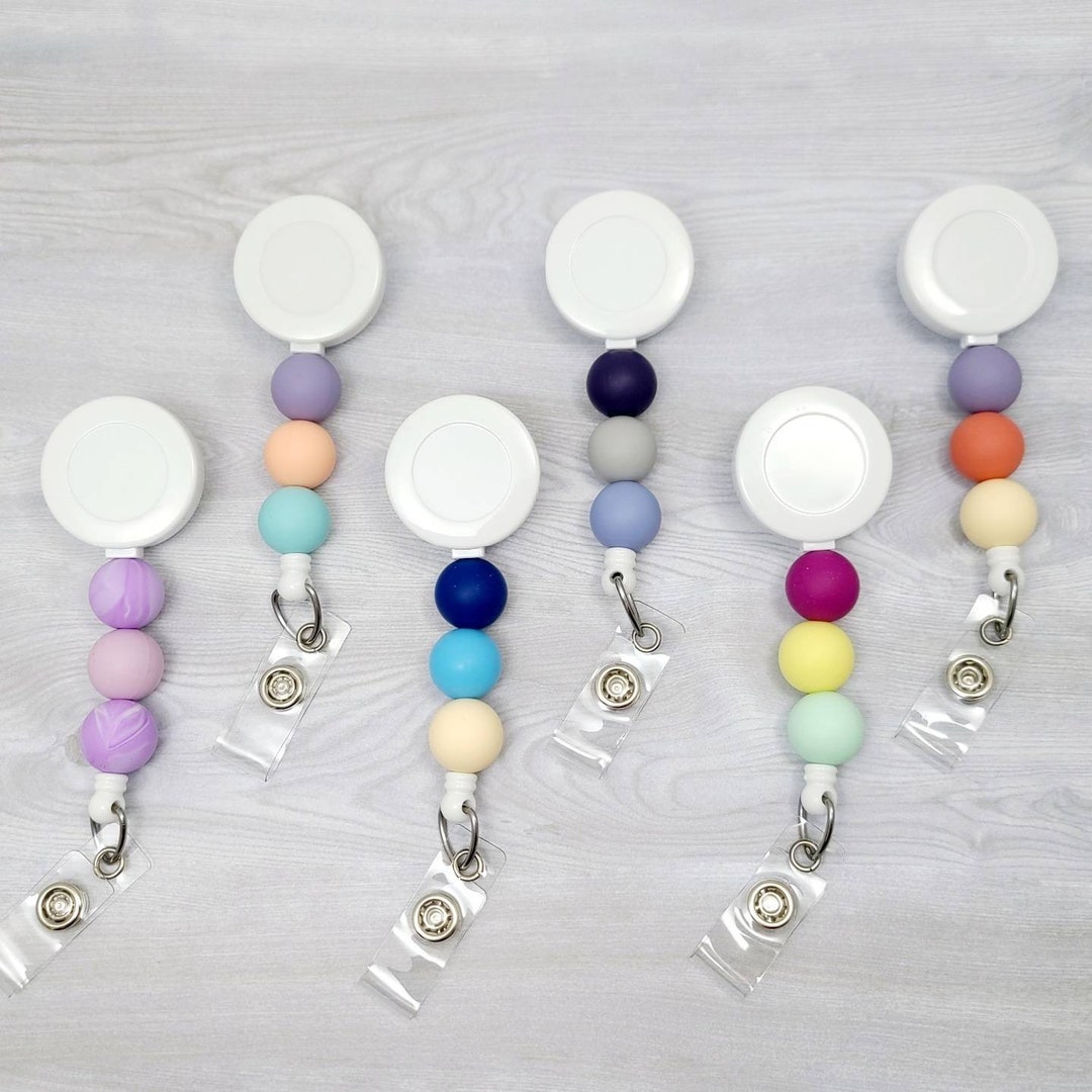 PERSONALIZED Silicone Beaded Badge Reel - Decorative Colorful Nurse ...