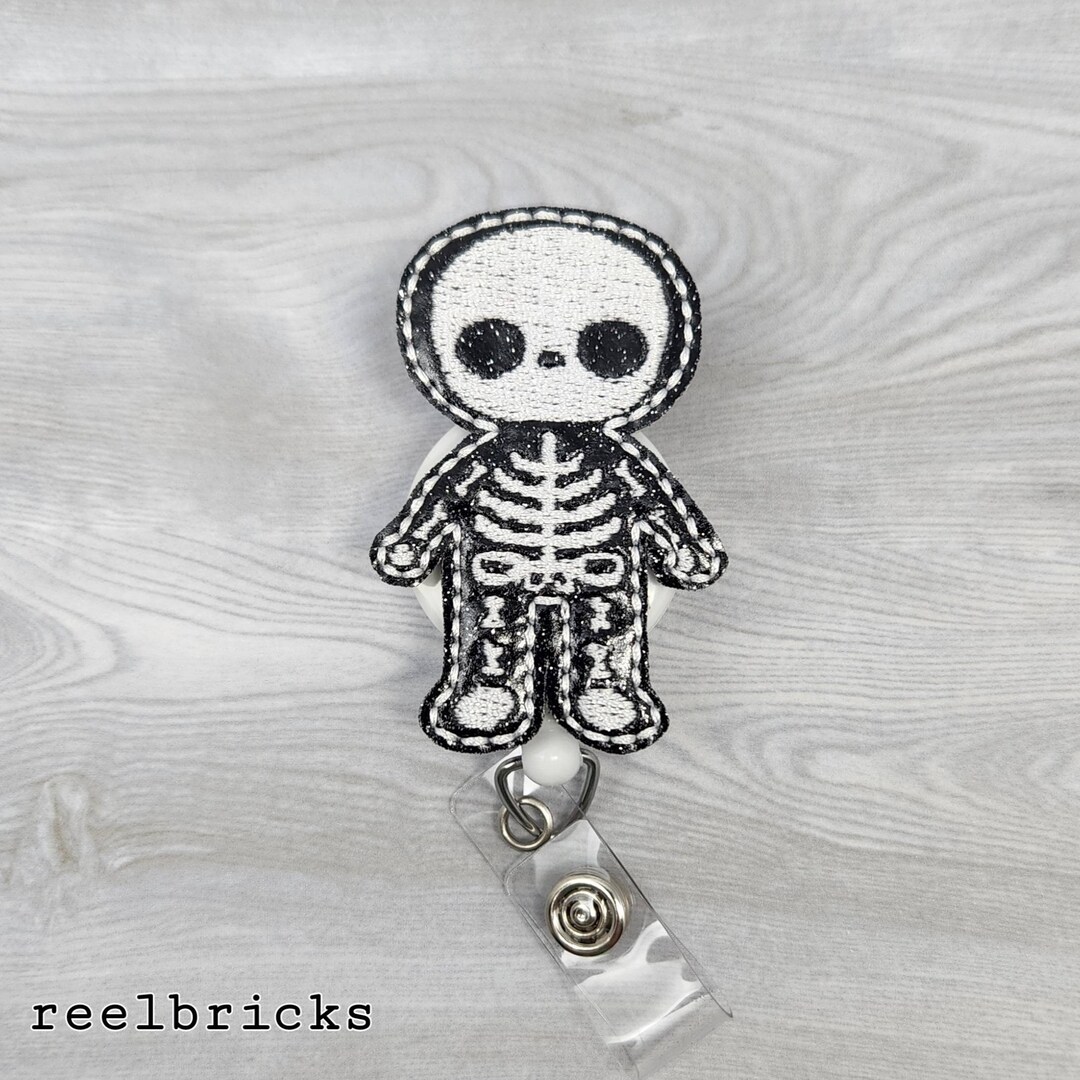 Skeleton Glitter Feltie Badge Reel Embellishment INTERCHANGEABLE ...