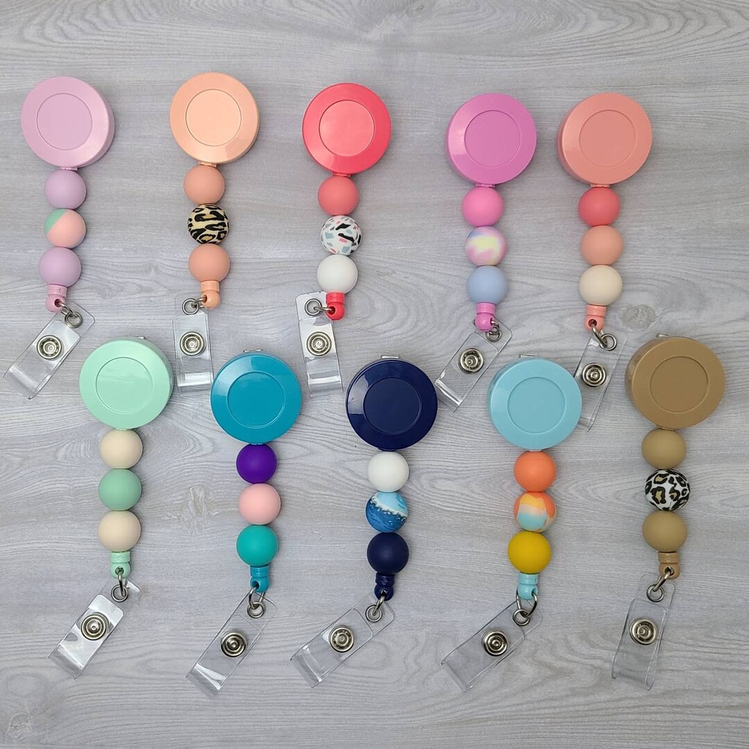 Silicone Beaded Badge Reel - Decorative Colorful Nurse Badge Clip ...