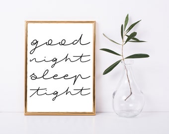 Bedroom Wall Art, Bedroom Wall Decor, Good Night Sleep Tight, Script ...