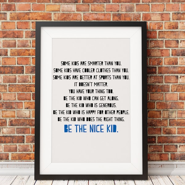 Be the Nice Kid - Etsy