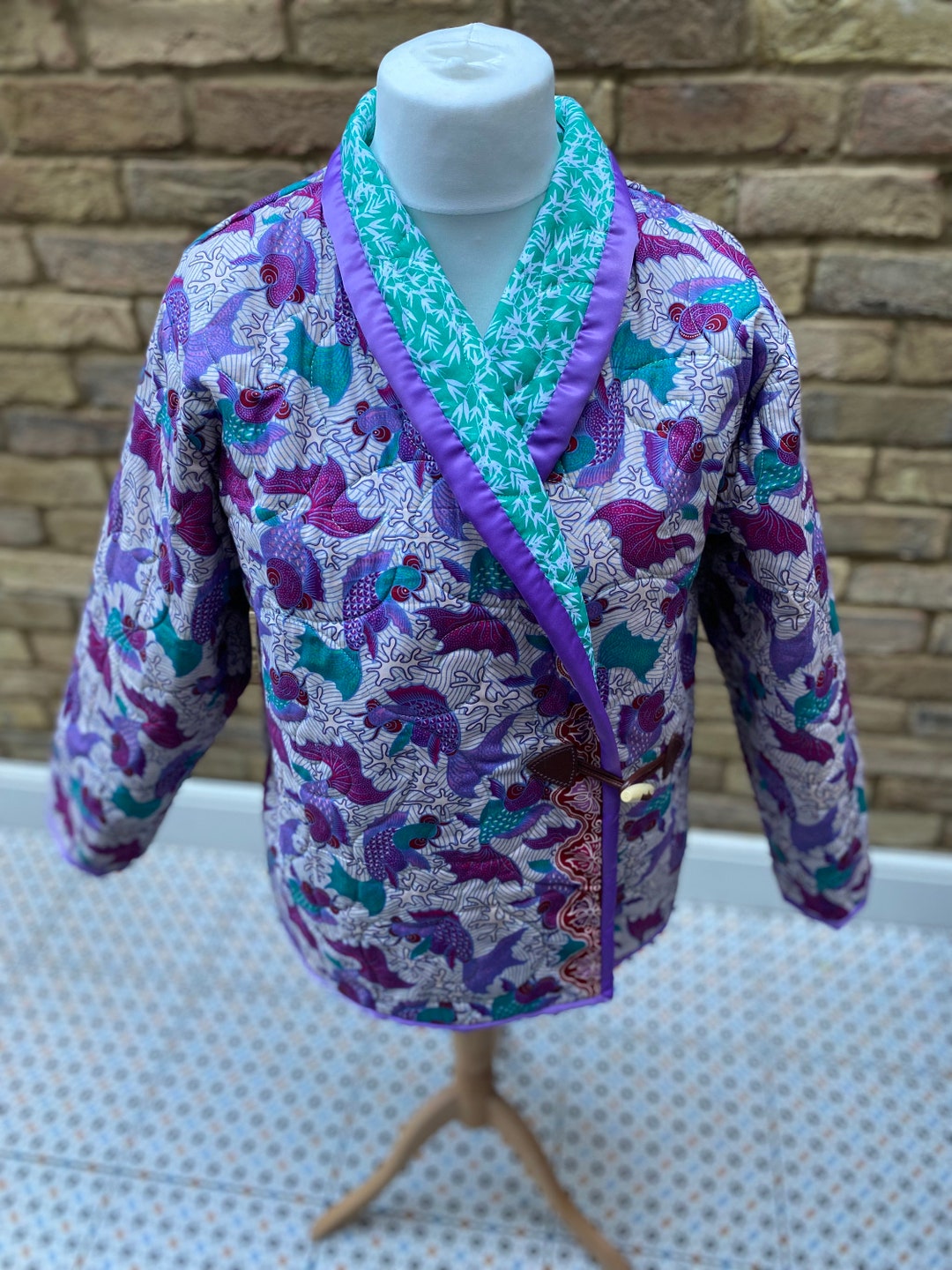 Indonesian Batik Smiling Catfish Print Quilted Coat - Etsy