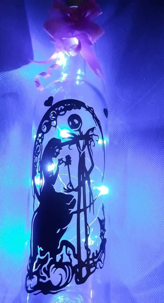 Nightmare Before Christmas Themed LED Bottle Lamp. Valentines | Etsy