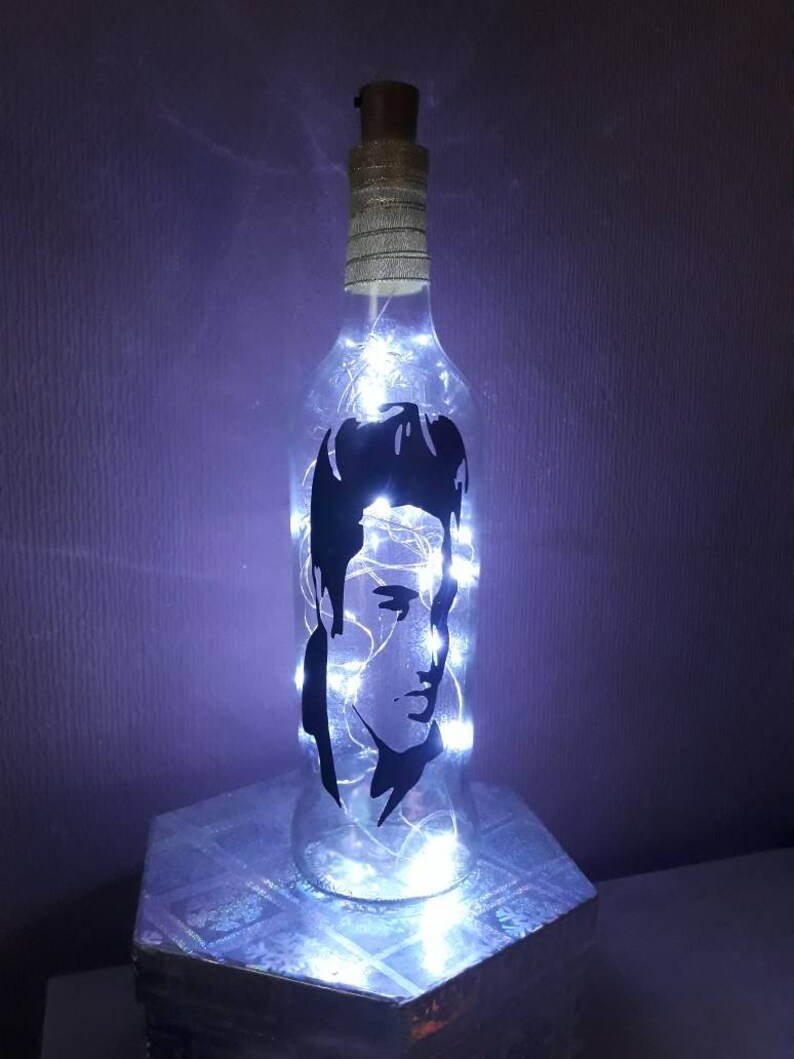 Handcrafted Themed Elvis LED Bottle Lamp - Etsy