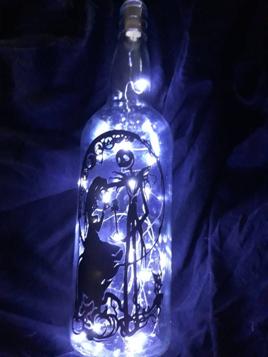 Nightmare Before Christmas Themed LED Bottle Lamp. Valentines - Etsy