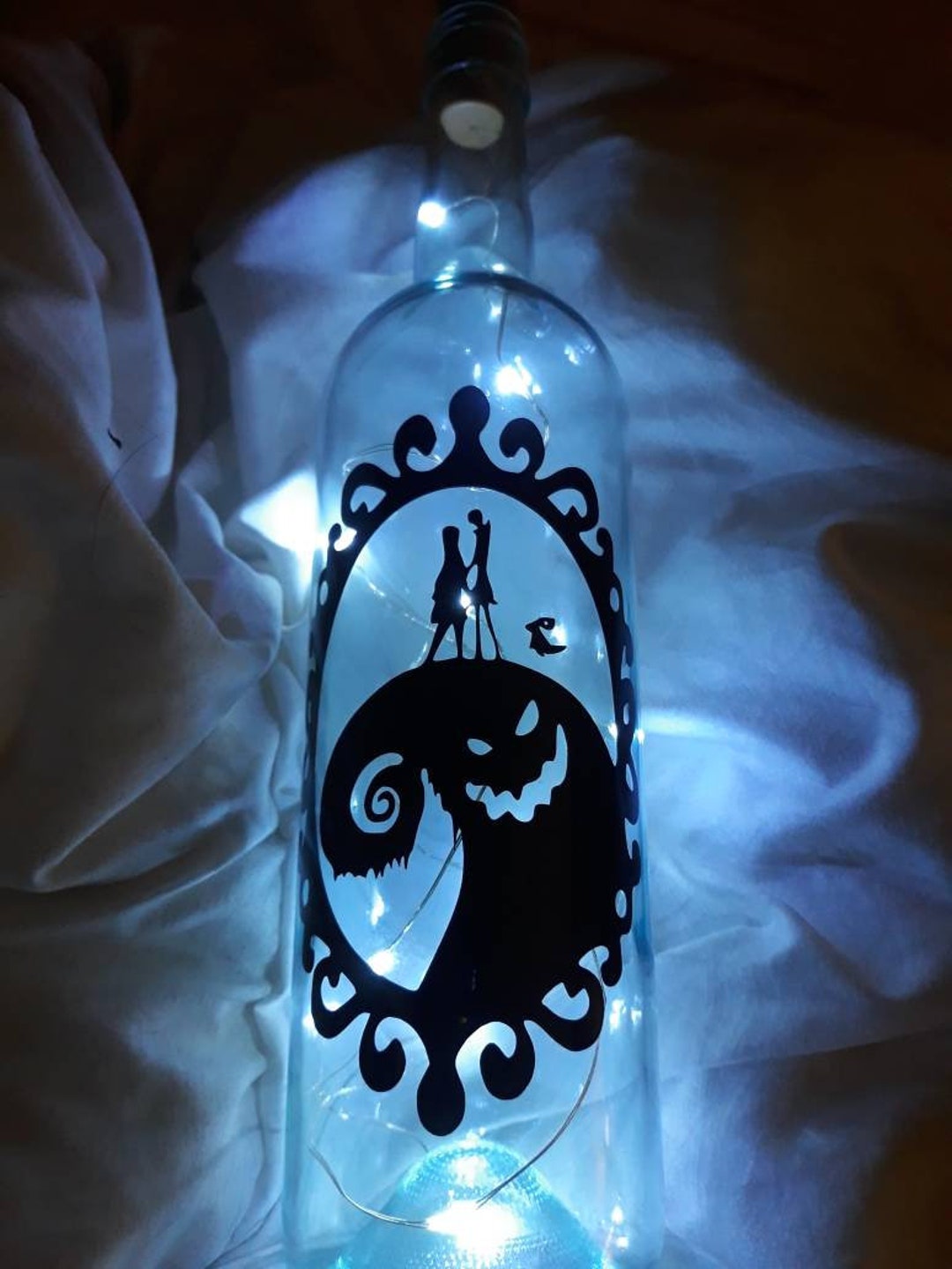 Nightmare Before Christmas Themed LED Bottle Lamp. Valentine - Etsy