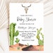 Editable Bull Skull Baby Shower Invitation Southwestern Cactus Baby ...