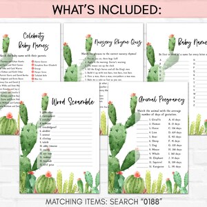 Cactus Baby Shower Games Bundle Succulent Baby Shower Game Pack Rustic ...