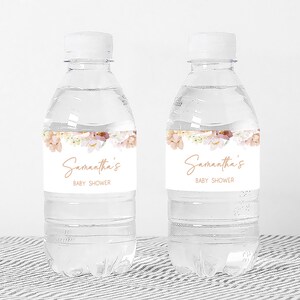 Editable Baby in Bloom Baby Shower Bottle Label, Spring Baby Shower ...