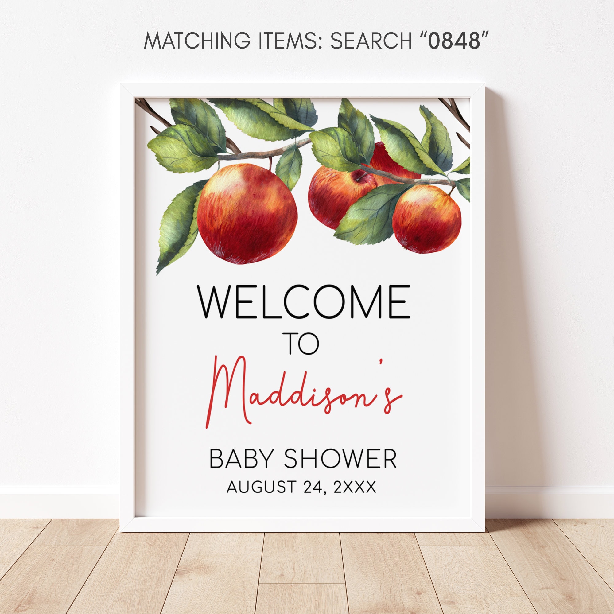 Editable Apple Fall Baby Shower Welcome Sign, Apple of Our Eye Baby ...