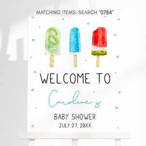 Editable Blue Popsicle Baby Shower Welcome Sign, She's Ready to Pop ...