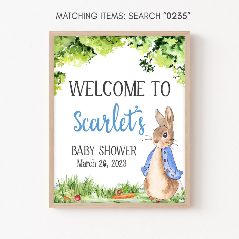 Editable Peter Rabbit Baby Shower Welcome Sign Blue Bunny - Etsy