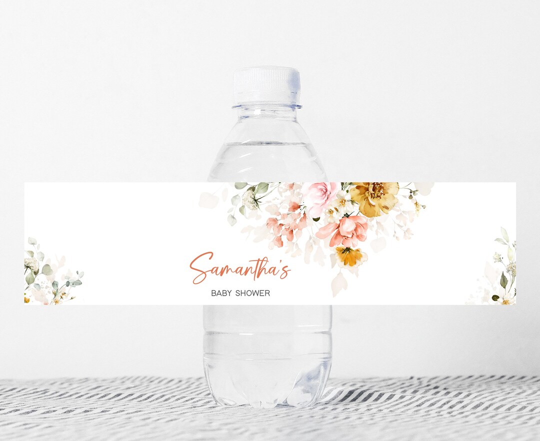 Editable Oh Baby Spring Baby Shower Bottle Labels, Spring Flowers Baby ...
