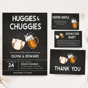 Editable Dad Baby Shower Invitation Bundle, Beer and Diaper Party Baby ...
