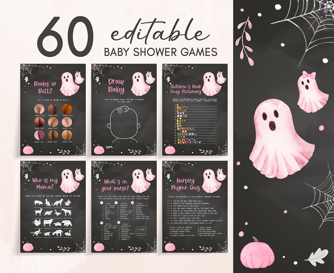 Editable Little Boo Baby Shower Games Bundle, Pink Halloween Baby ...