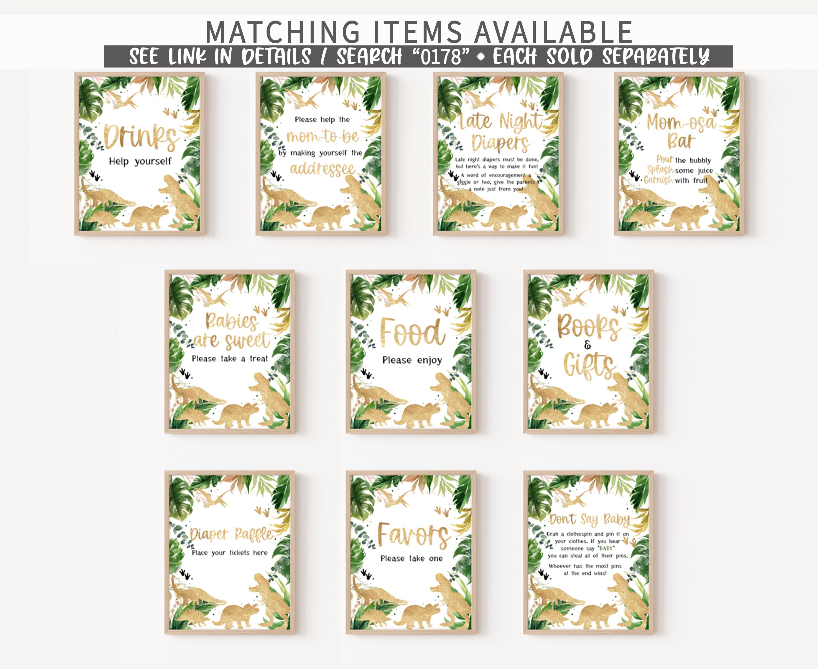 Dinosaur Baby Shower Games Bundle Gold Dino Baby Shower Game - Etsy