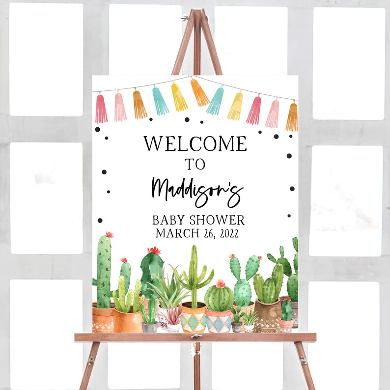 Fiesta Cactus Baby Shower Welcome Sign Taco Bout Baby Welcome - Etsy