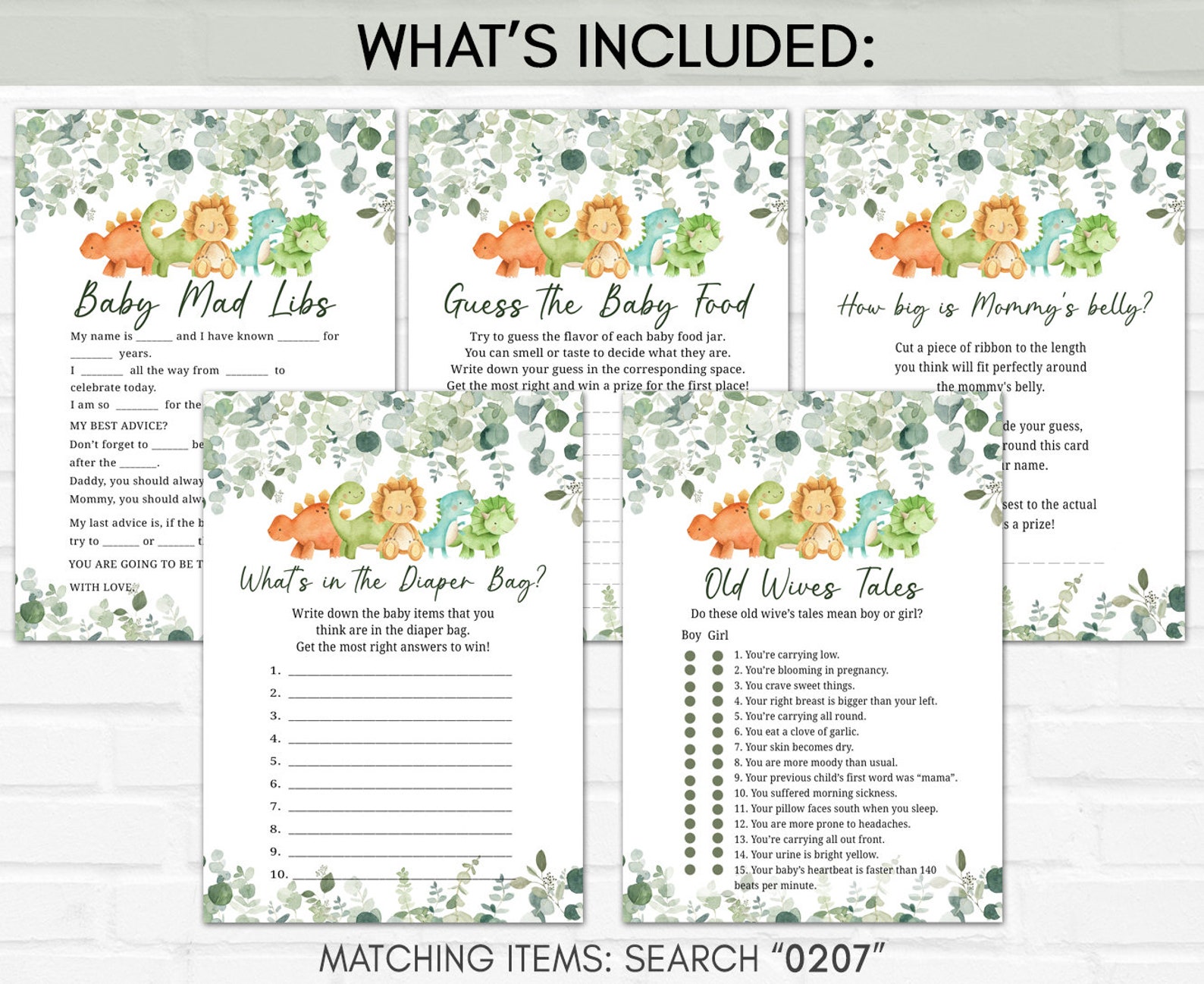 Dinosaur Baby Shower Games Bundle Dino Baby Shower Game Pack - Etsy