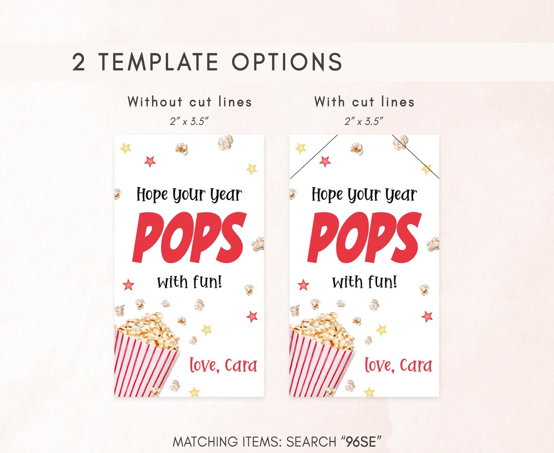 Editable Popcorn Gift Tag, Hope Your Year Pops With Fun Favor Tag, Just ...