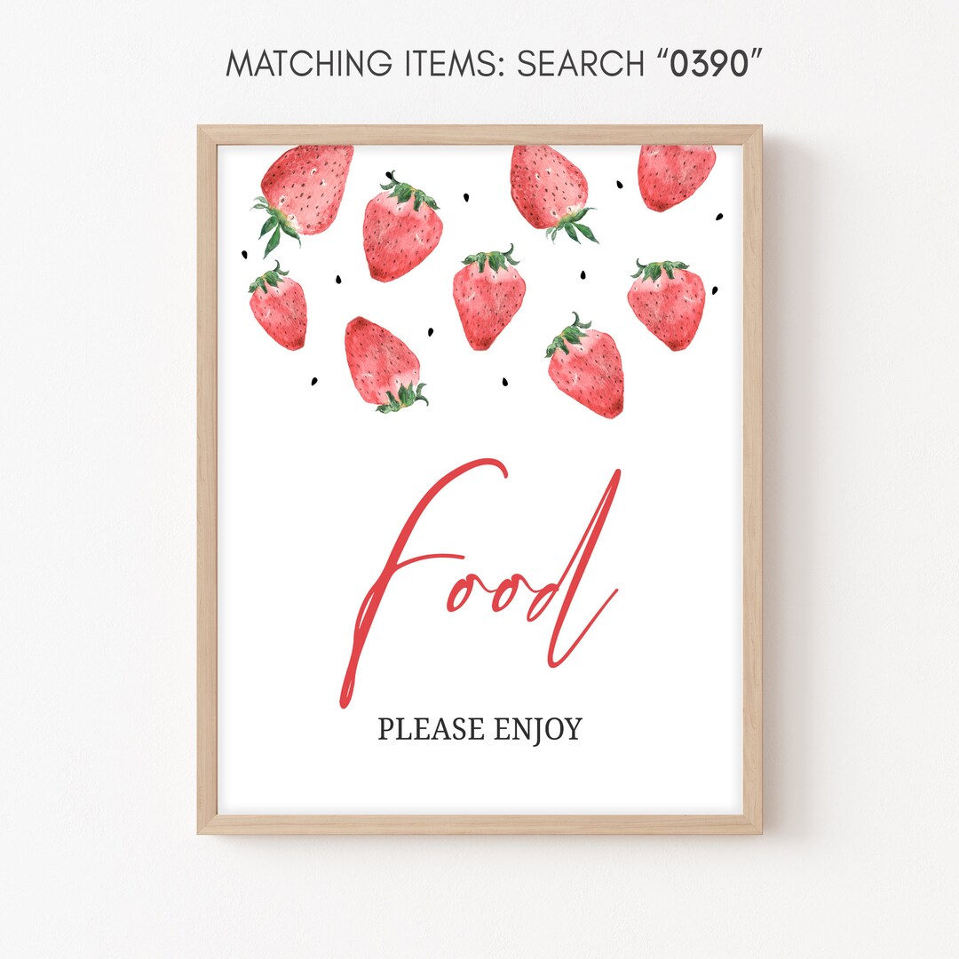 Strawberry Baby Shower Food Sign, Berry Sweet Baby Shower Food Table ...