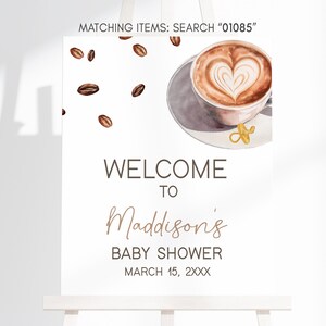 Editable Coffee Bean Baby Shower Welcome Sign, A Baby is Brewing Coffee ...