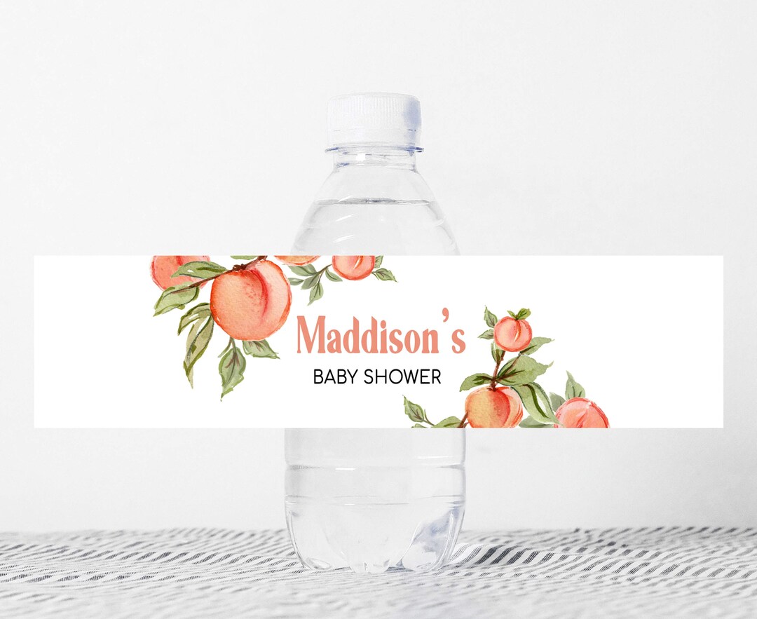 Editable Peach Baby Shower Bottle Labels, A Sweet Little Peach Baby ...